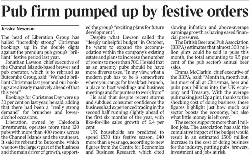 LIBERATION GROUP REBRANDS AS BUTCOMBE GROUP - Butcombe Group